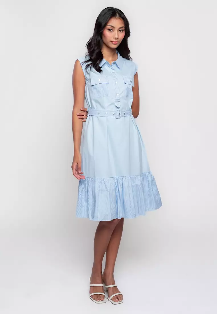 Buy Apple & Eve Rosalina Collared Flounce Dress with Front Pocket and ...