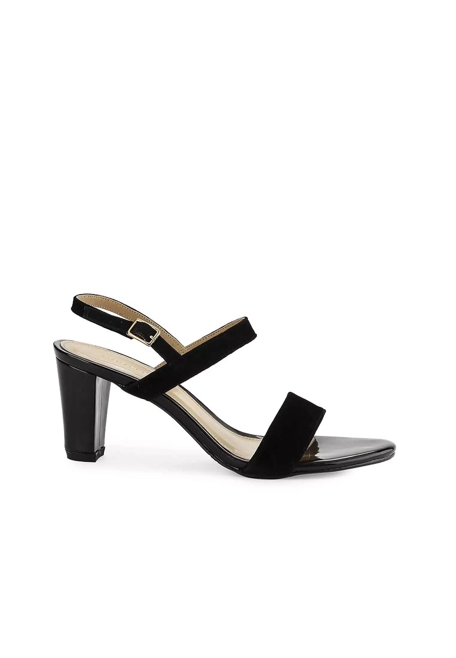 Jual Marelli Bella Sandal Wanita Heels Double Strap - Black Suede ...