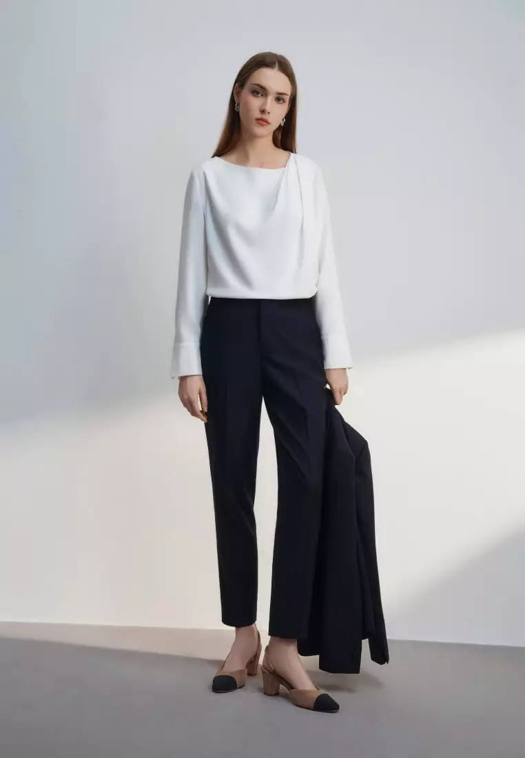 Buy G2000 Crepe Drapery Collarless Top 2025 Online | ZALORA
