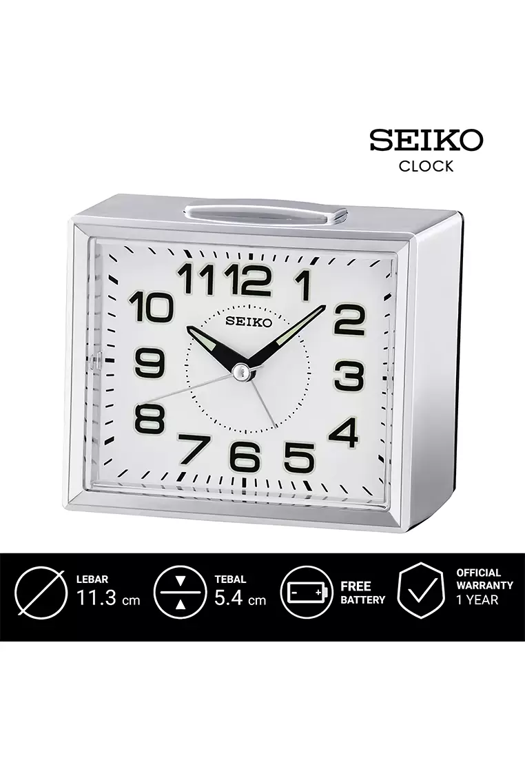 Jual Seiko Seiko Bedside Bell Alarm Clock Sweep Second Hand - Silver ...