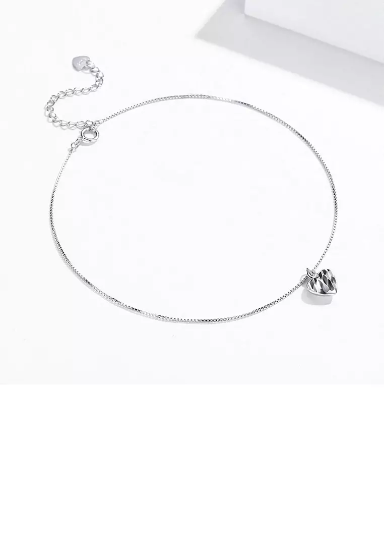 Buy SOEOES 925 Sterling Silver Simple and Cute Heart-shaped Anklet 2025 Online | ZALORA