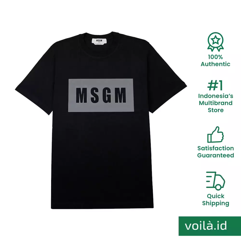 Jual Msgm MSGM Grey Logo Box T-Shirt Black Man Original 2024 | ZALORA Indonesia