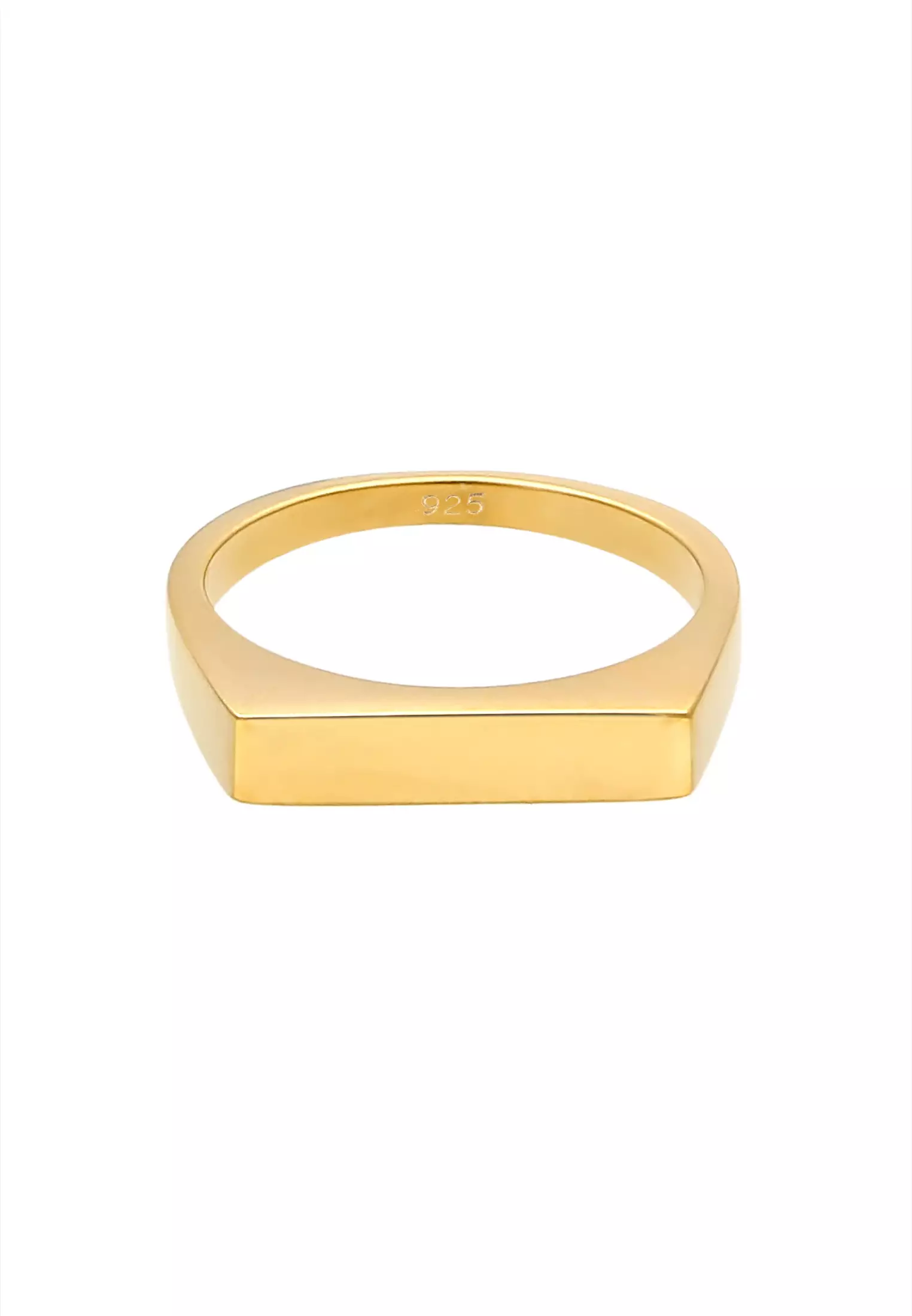 Buy ELLI GERMANY Ring Signet Square Geo Design Basic Gold Plated Online ...