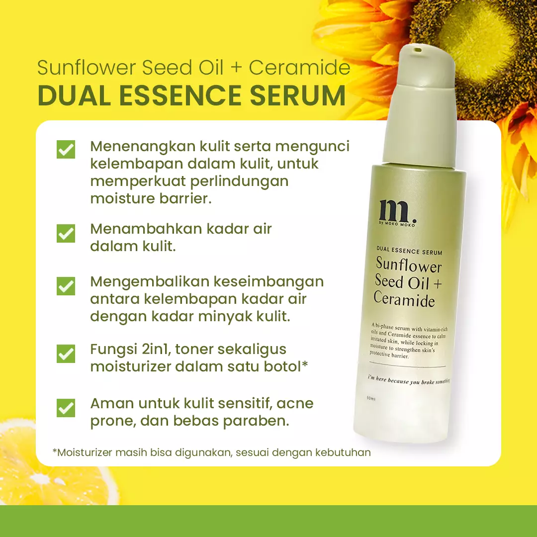 Jual MOKO-MOKO Moko Moko Sunflower Seed Oil + Ceramide Dual Essence ...