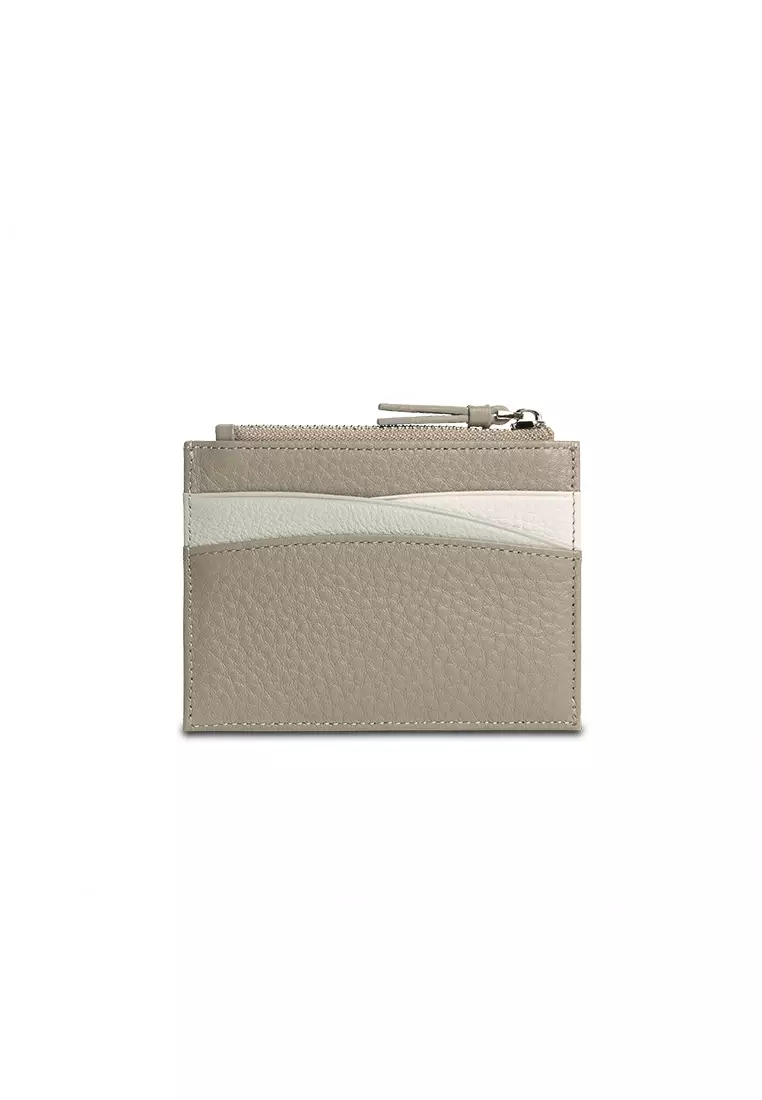 Samuel Ashley Amber Top Zip Leather Card Holder - Etoupe 2025 | Buy ...