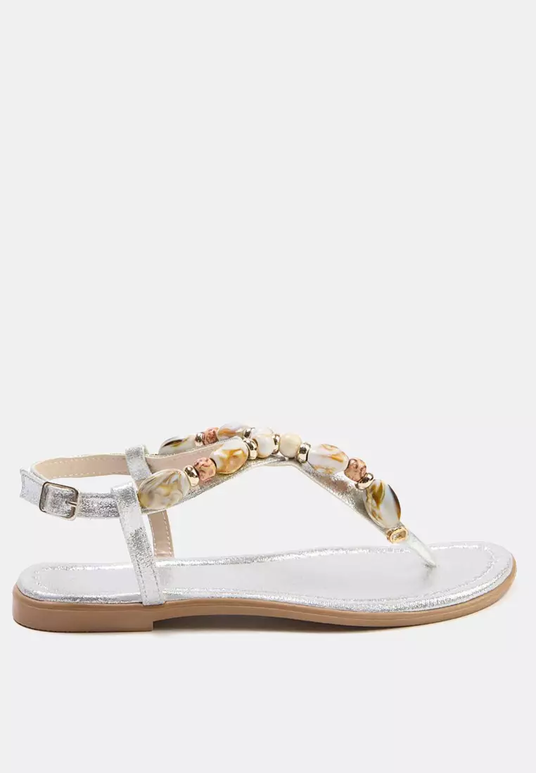 Buy Trendyol T-strap Stones Flat Sandals 2026 Online | ZALORA Philippines