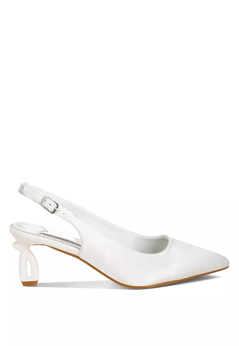 Buy London Rag Satin Pointed Toe Slingbacks in White 2025 Online | ZALORA