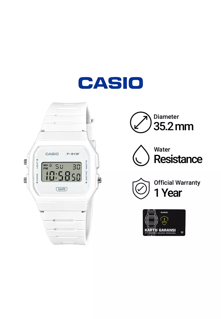 Jual CASIO Casio Jam Tangan Digital Unisex - White Resin Strap - F-91WB-7A Original 2025 ...