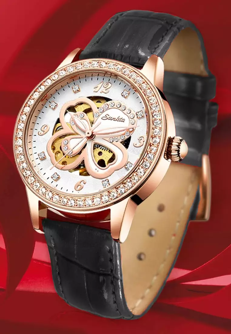 Buy LIGE SUNKTA Ladies AUTOMATIC Watch, 34mm, IP Rose Gold Color ...