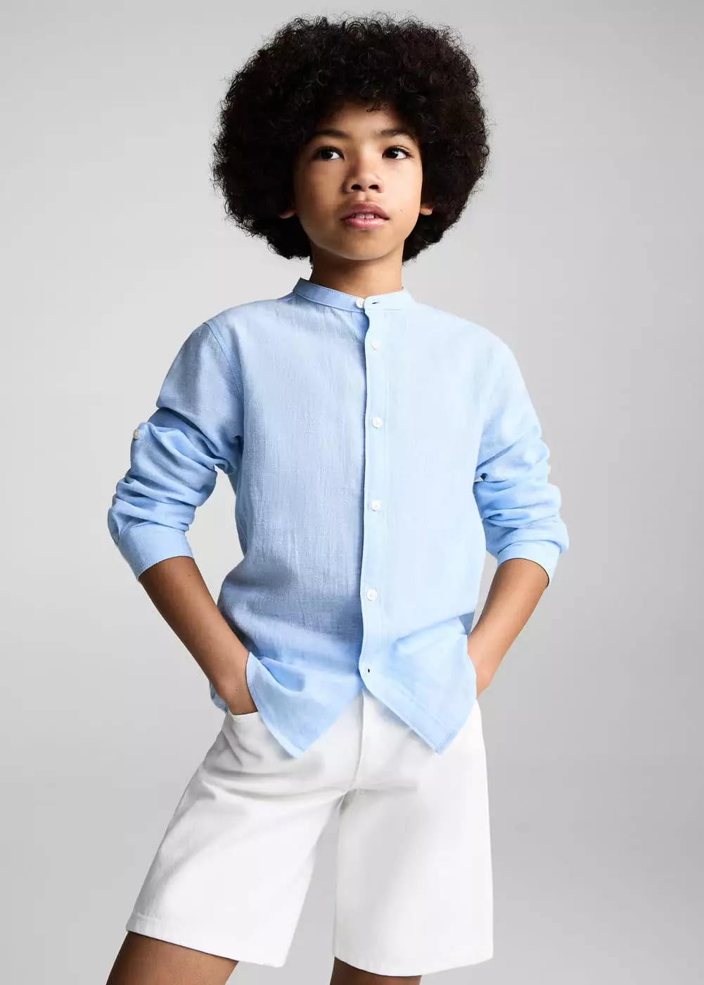 Jual Mango Kemeja katun linen dengan kerah mandarin Original 2025 ...