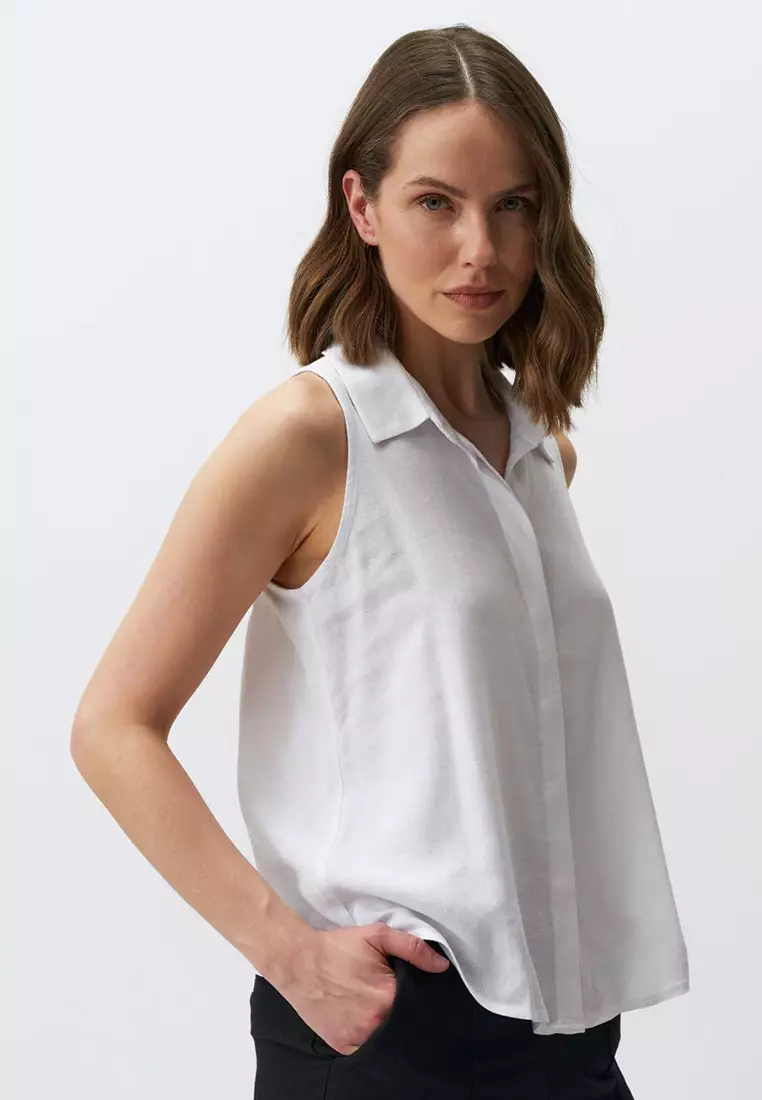 Jimmy Key Jimmy Key White Sleeveless Basic Linen Shirt 2024 | Buy Jimmy Key Online | ZALORA Hong ...