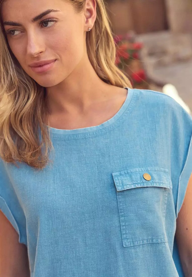 Buy NEXT Linen Blend Summer Front Pocket Top Online | ZALORA Malaysia