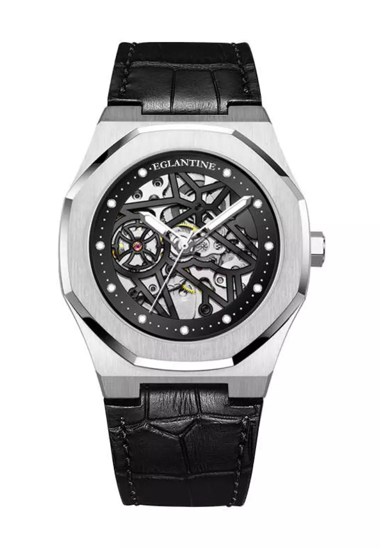 EGLANTINE Vulcania Automatic Steel Watch on Leather Strap 2026 | Buy ...