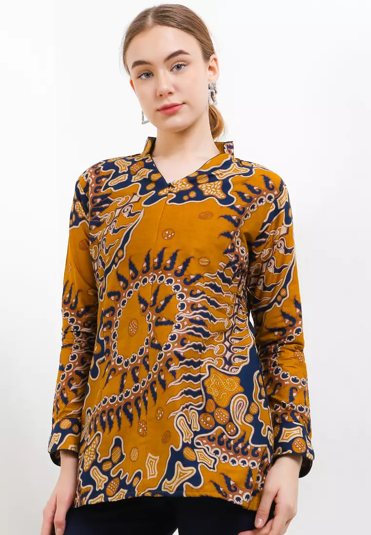 Jual Batik Mayung Blouse Batik Galunggung Kuning Premium Slimfit ...