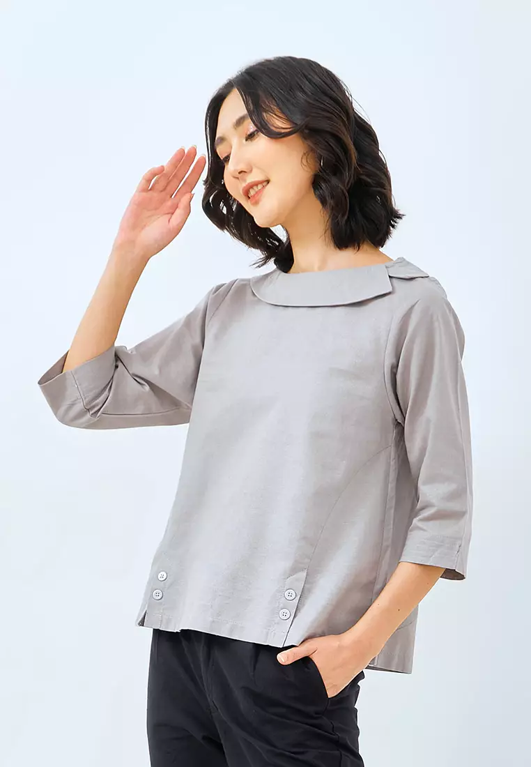 Jual Julia Owers Baju Blouse Wanita KOYUKI - Light Grey Original 2024 ...