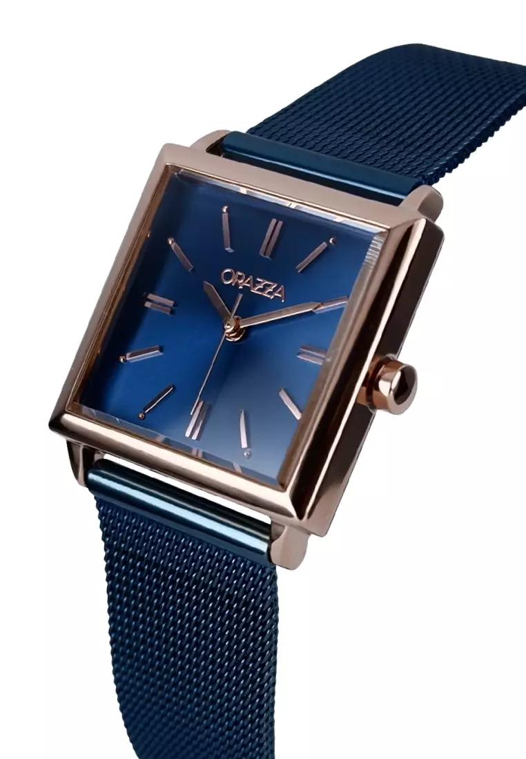 Buy Orazza Kayra Blue Mesh Band Square Watch 2024 Online | ZALORA ...