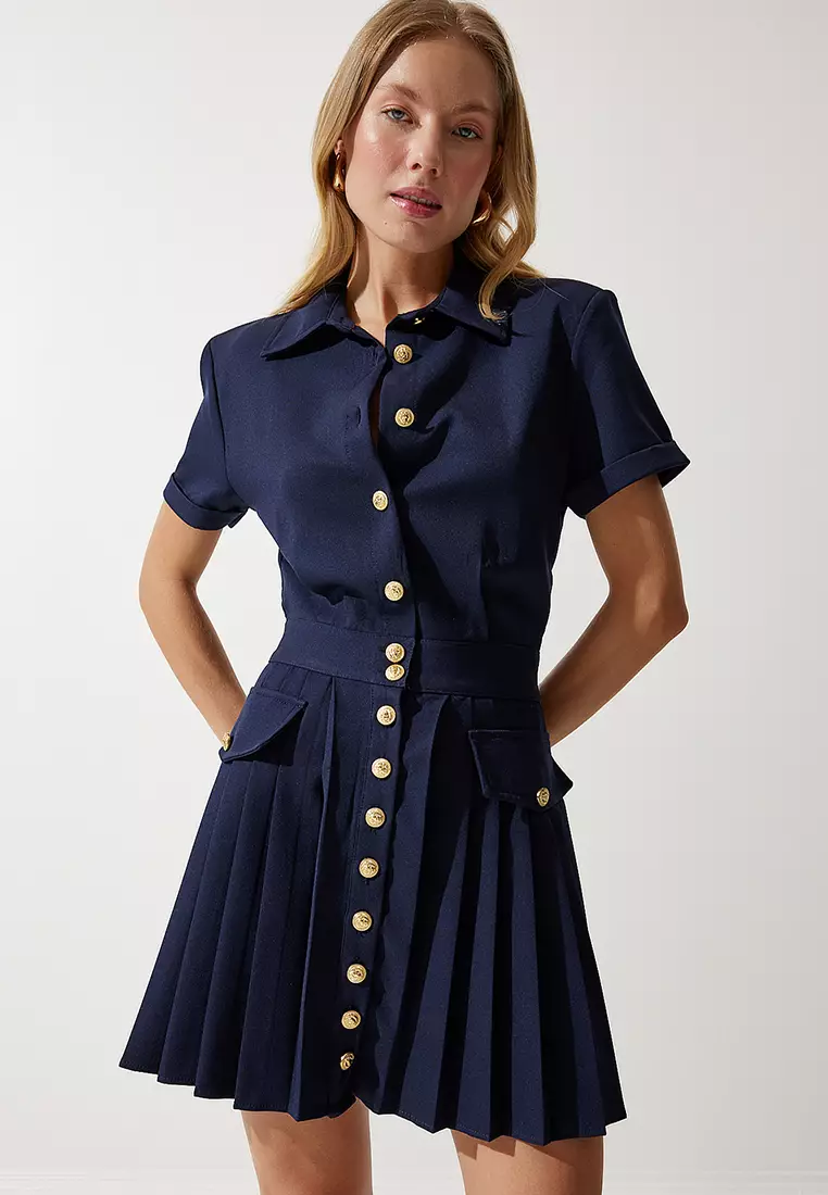 Buy Happiness Istanbul Pleated Buttoned Dress 2024 Online Zalora