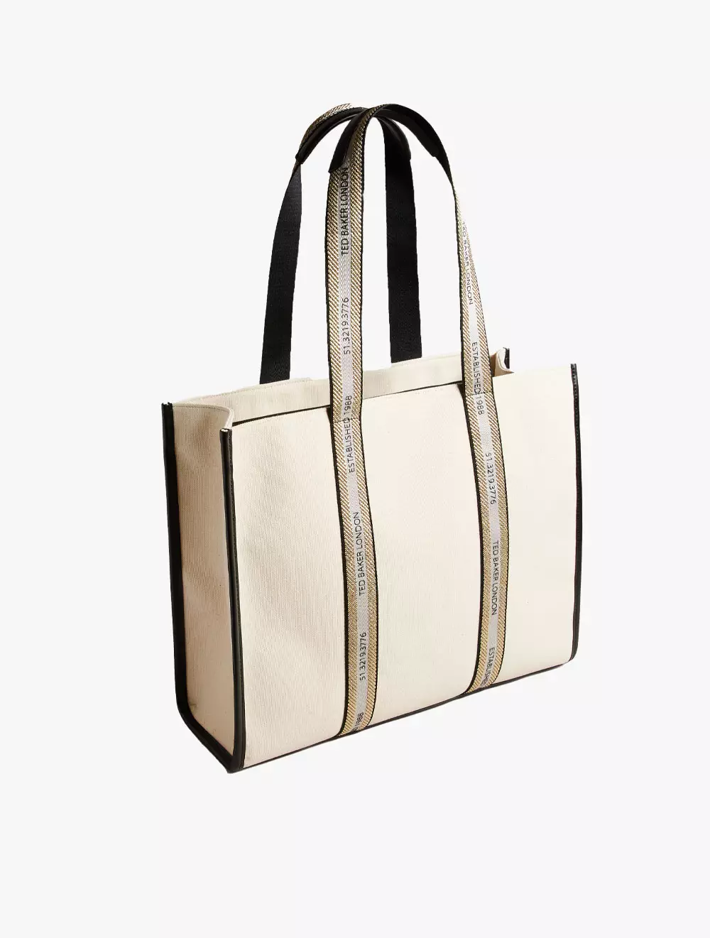Jual TED BAKER GEORJEY Branded Webbing Canvas Tote - Ecru Original 2025 ...