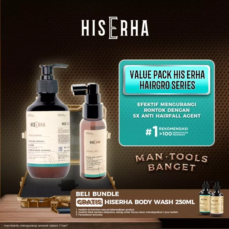 Jual Erha HISERHA Bundling Hairgro Series - Shampoo + Tonik Anti Rontok ...