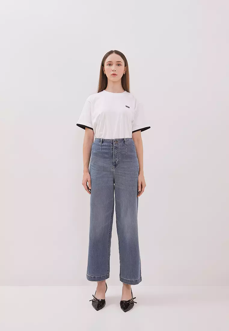 Jual DUST DUST Celana Waistless Baggy Wide Leg Jeans Namara Medium ...
