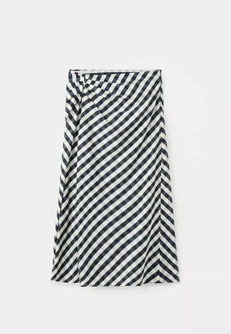 Buy Mango Gingham Skirt With Draped Detail 2026 Online | ZALORA