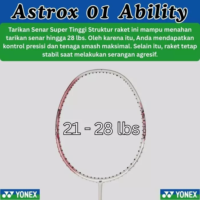 Jual Yonex Raket Badminton Yonex Astrox 01 Ability GRATIS Senar, tas ...