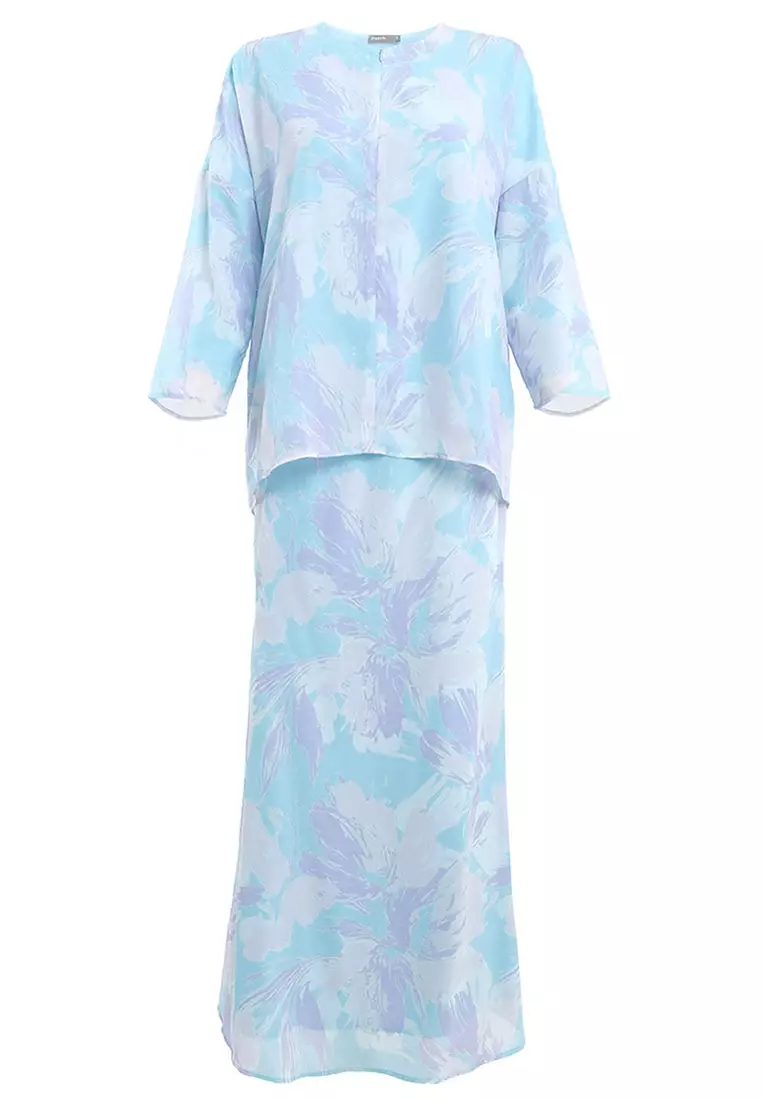 Buy POPLOOK Sentosa Blouse & Skirt - Blue Floral Art Online | ZALORA ...