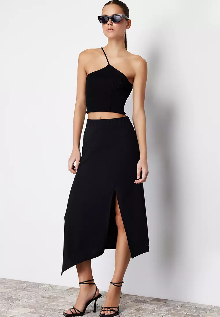 Buy Trendyol Asymmetric Cutout with Slit Detailed Maxi Skirt 2025 ...