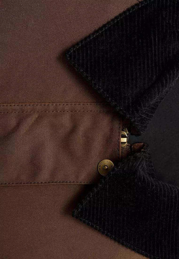 Buy Mango Waxed-Effect Parka With Corduroy Collar Online | ZALORA Malaysia