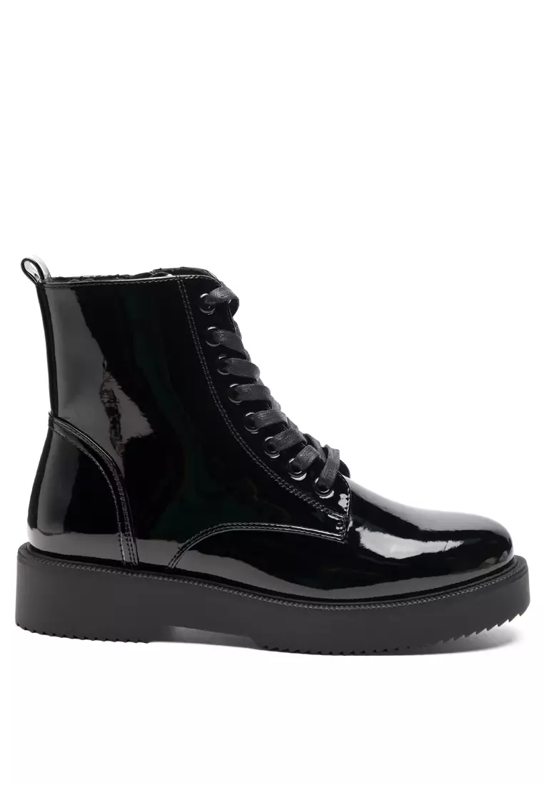 London Rag Statement PU Lace-Up Ankle Boots in Black 2025 | Buy London ...