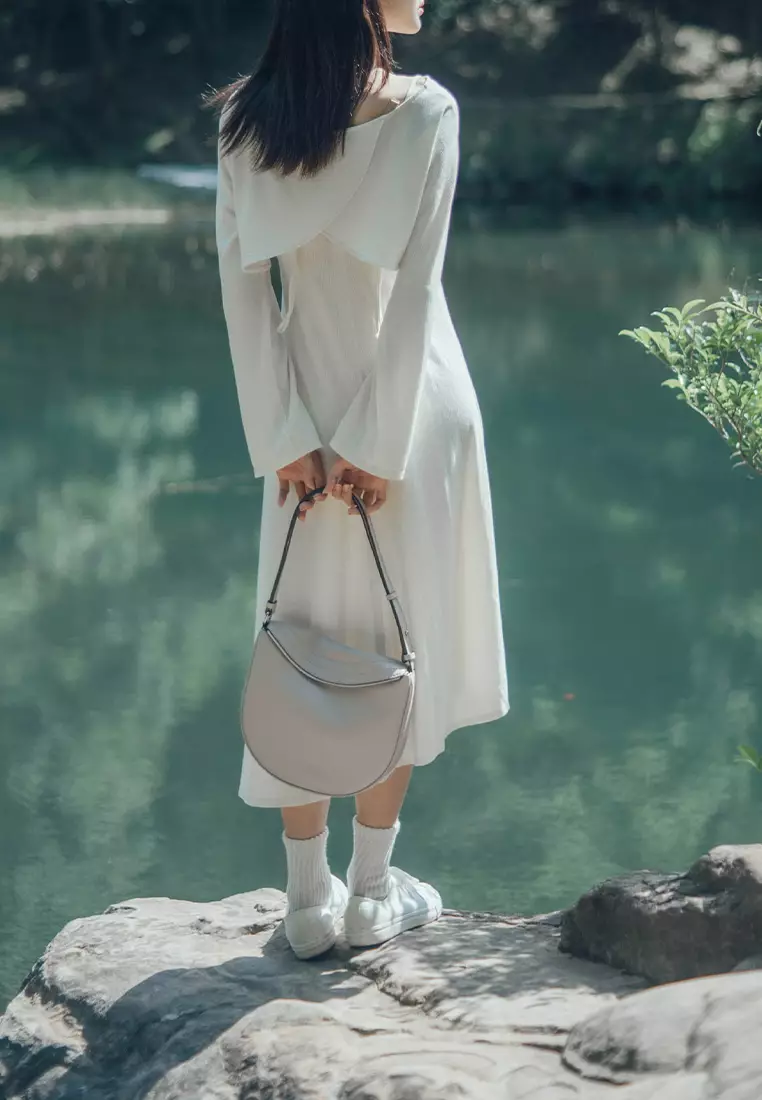 Samuel Ashley Cally Leather Crossbody Bag - Light Grey 2025 | Buy ...