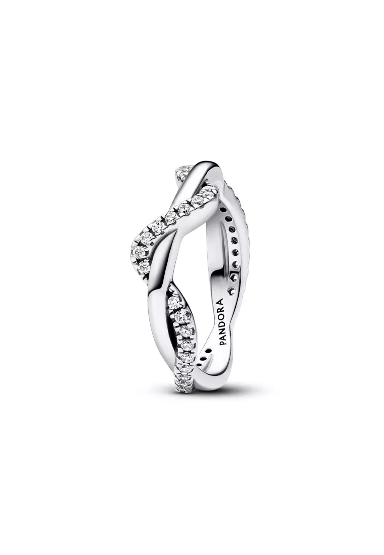 Buy PANDORA Pandora Sparkling Intertwined Wave Ring Online | ZALORA ...
