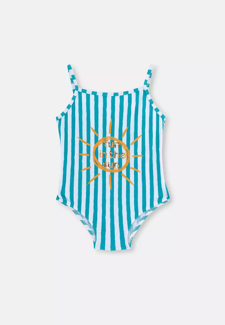 Buy DAGİ Green - White Swimsuits, Stripe, Non-wired, Swimwear for Girls ...