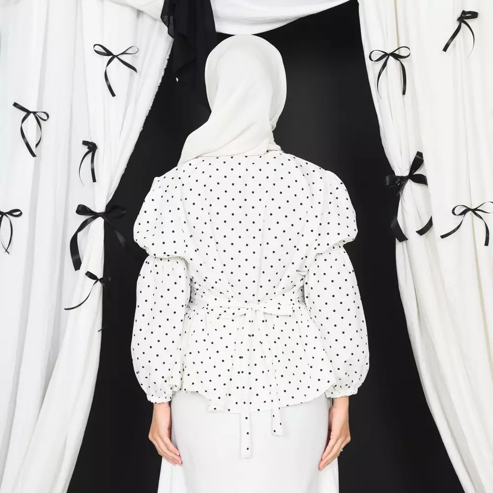 Jual Mybamus Leoni Blouse Polkadot - Polka White M19973 R35S3 Original ...