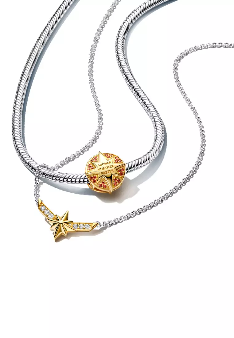 Buy PANDORA Pandora x Marvel 14k Gold Plated Captain Marvel Octogram ...