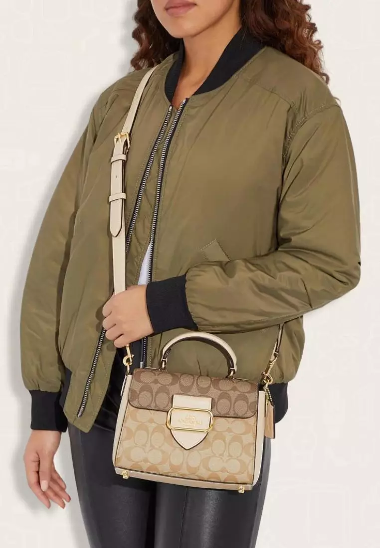 Jual Coach Coach Morgan Top Handle Satchel In Blocked Signature Canvas ...