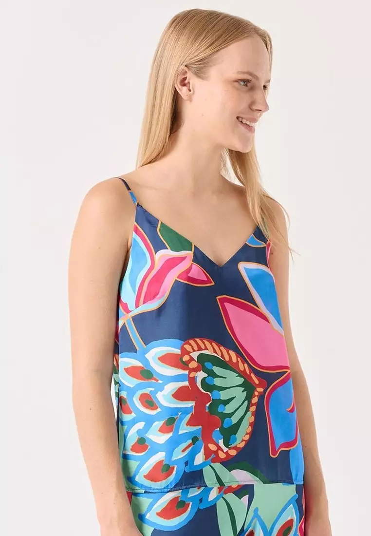 Buy Jimmy Key Pattern V-Neck Cami Top 2024 Online | ZALORA Philippines