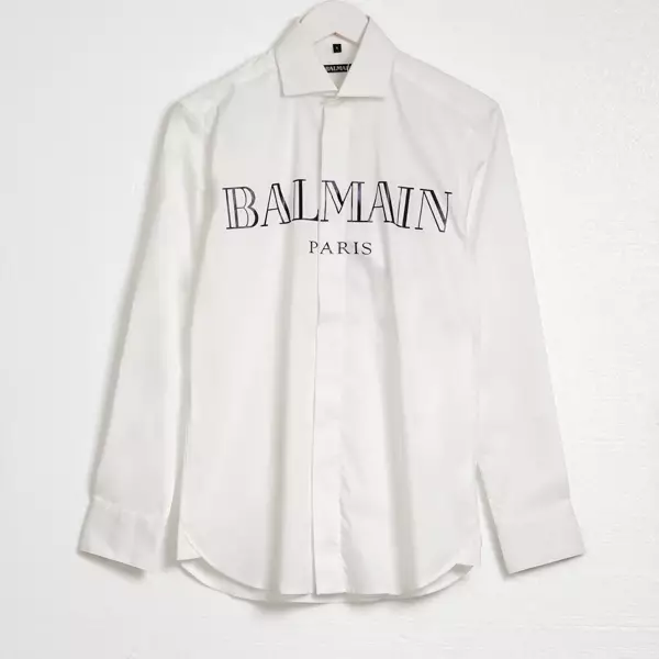 Jual Balmain Kemeja BALMAIN TEXT OUTLINE WHITE LONG SHIRT 100% ORIGNAL ...