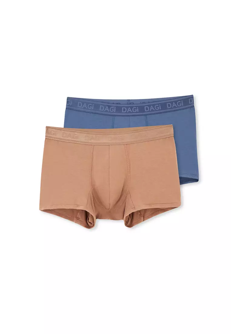 DAGİ 2-Pack Light Brown-Navy Blue Basic Boxer, Regular Fit, Underwear ...