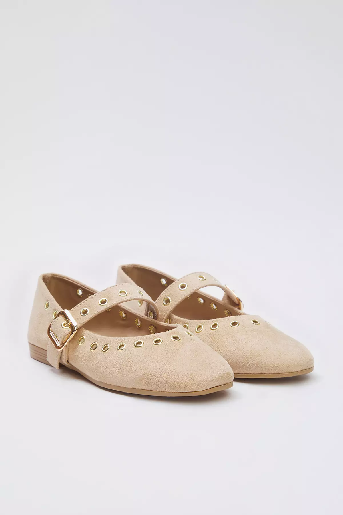 Buy Trendyol Beige Suede Eyelet Detailed Buckle Almond Toe Women's ...