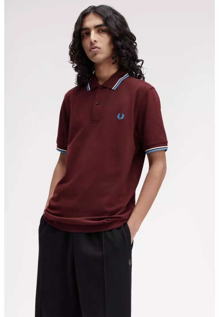 Buy Fred Perry Fred Perry M3600 Twin Tipped Fred Perry Shirt (Oxblood / Ecru / Court Blue) 2025 ...