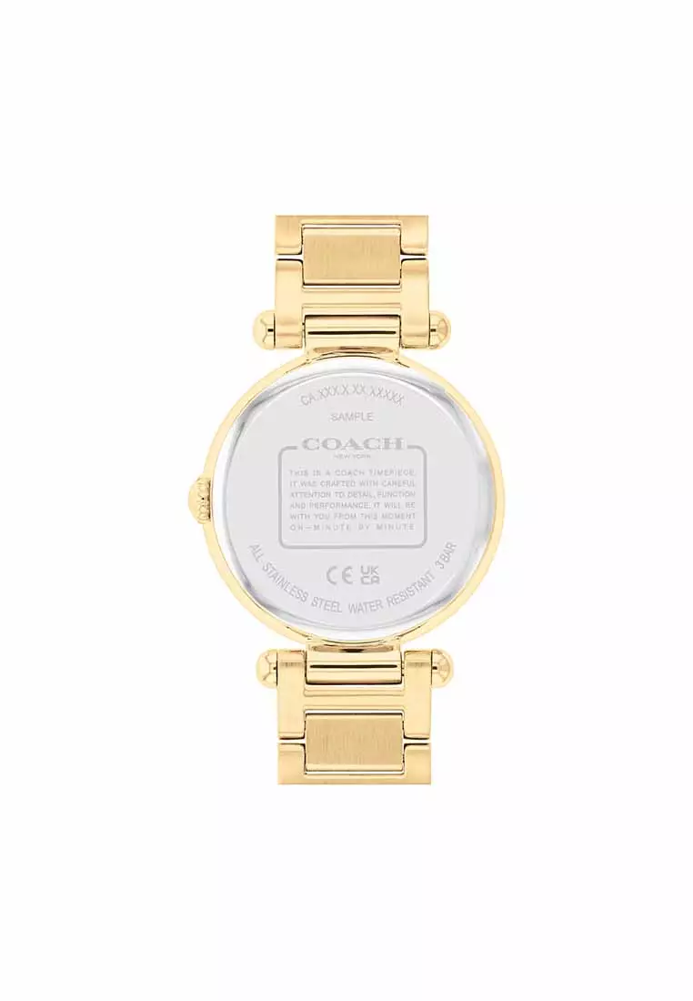 Buy COACH Cary Women's Watch Ionic Plated Thin Gold Steel Strap - White ...