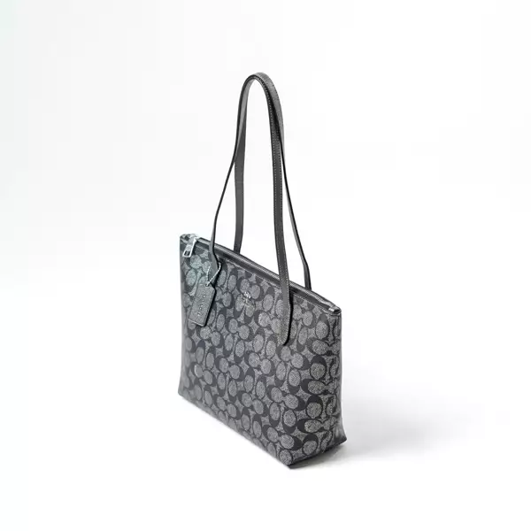 Jual Coach Tas COACH MONOGRAM BLACK SILVER ZIP TOTE BAG 100% ORIGINAL ...
