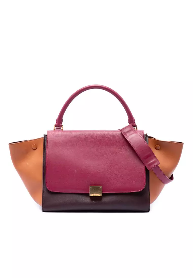 Buy CELINE Pre-Loved Celine Medium Tricolor Leather Trapeze Satchel ...