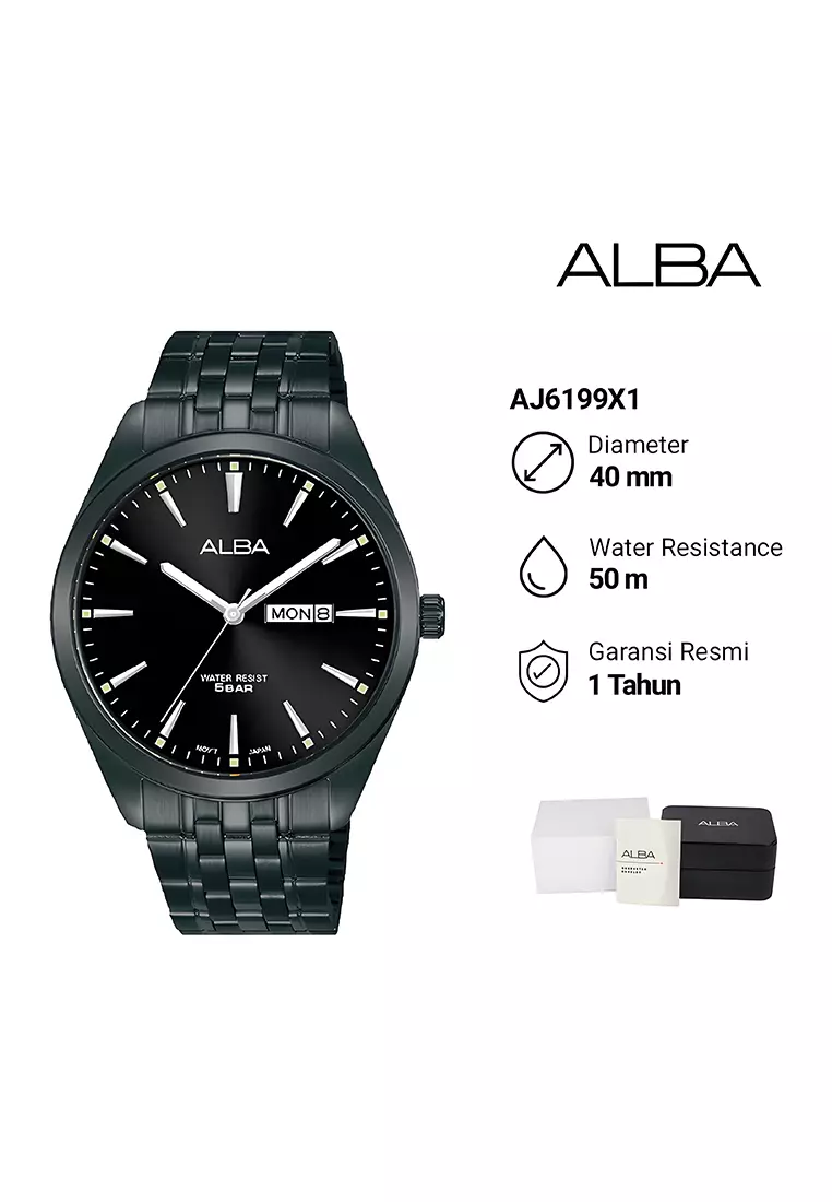 Jual Alba Alba - Jam Tangan Analog Pria - Black - All Stainless Steel ...
