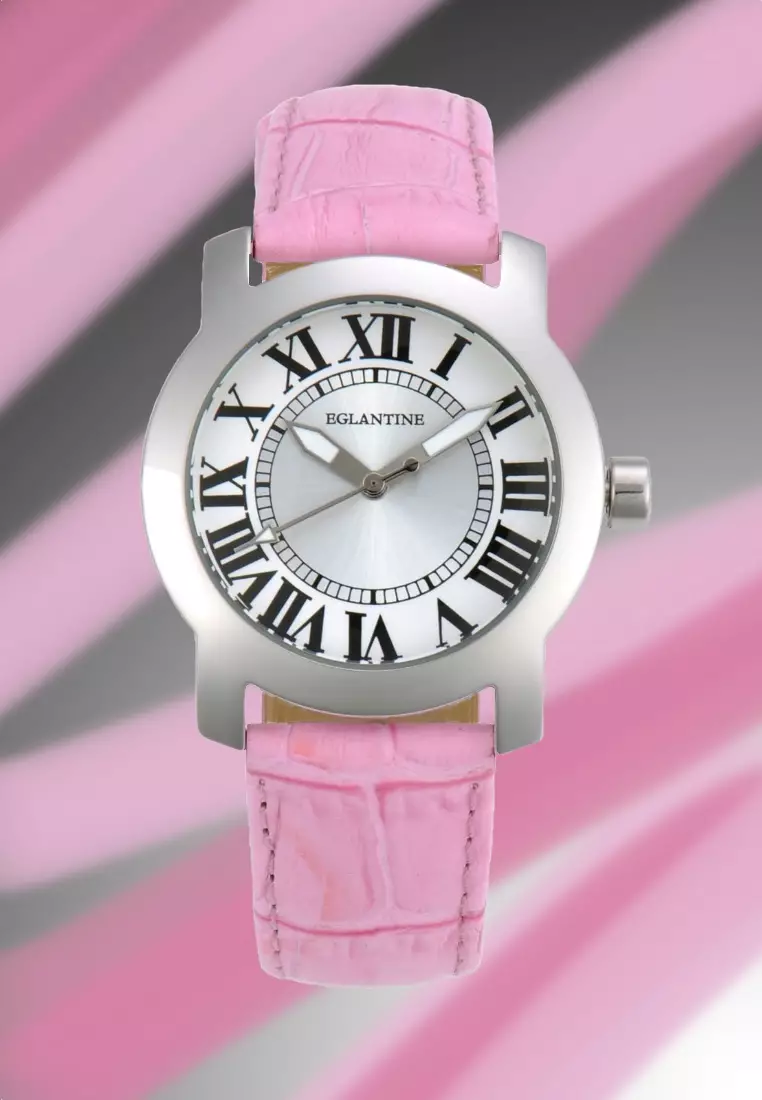 Buy EGLANTINE Emily Ladies steel quartz Watch on pink leather strap ...