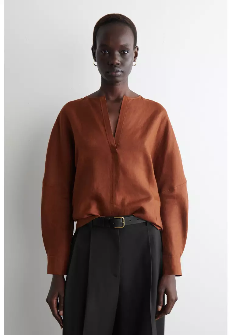 Buy COS VOLUMINOUS LINEN BLOUSE Online | ZALORA Malaysia