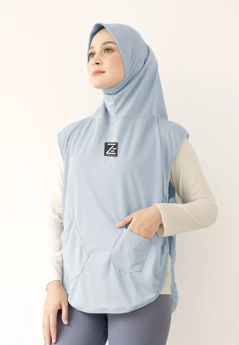 Jual zelena Hijab Vest Olahraga Nara Sporty Pocket - Light Grey ...
