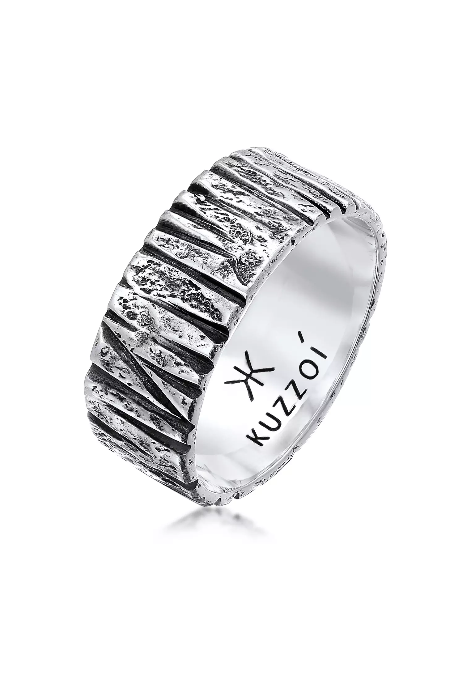 Buy Kuzzoi Ring Men Band Wide Structure Hammered 2025 Online | ZALORA ...
