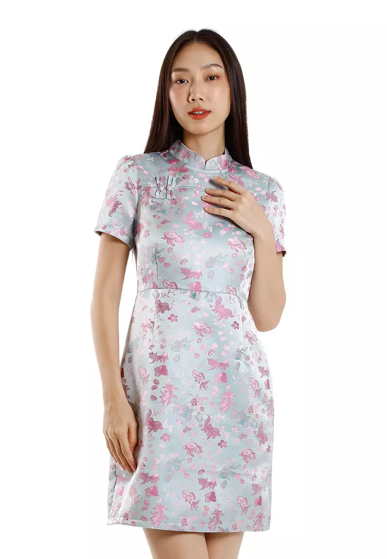 Buy FOREST Forest Jacquard Cheongsam Mother and Daughter Cheongsam Set ...